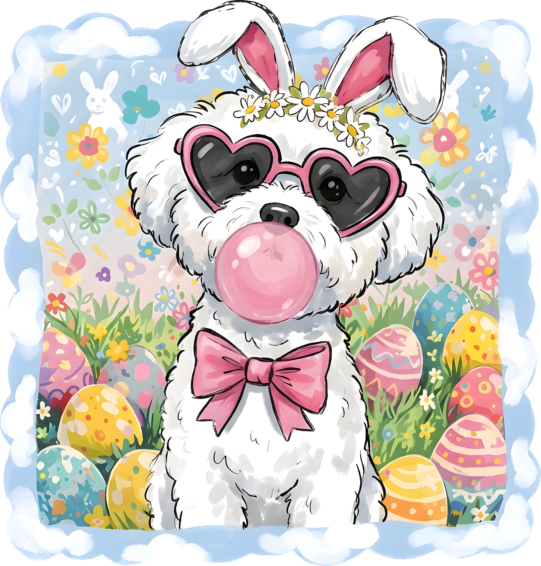 🐾 Bubblegum Bunny Bestie: "Easter Maltese" DTF Transfer