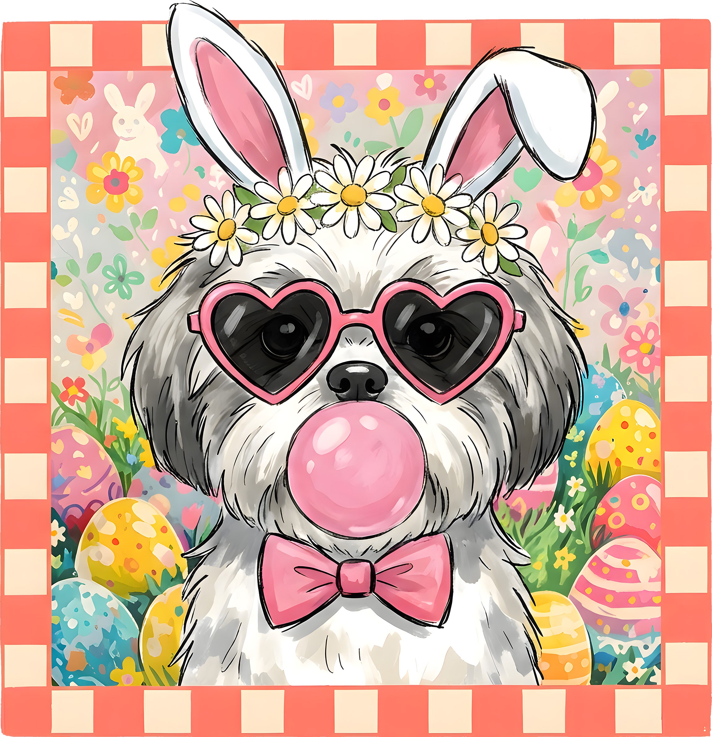 🐾 Bubblegum Bunny Bestie: "Easter Shih Tzu" DTF Transfer