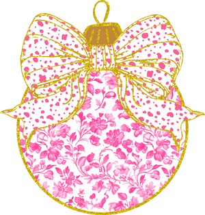 Pink Toile Christmas Ornament DTF Heat Transfer