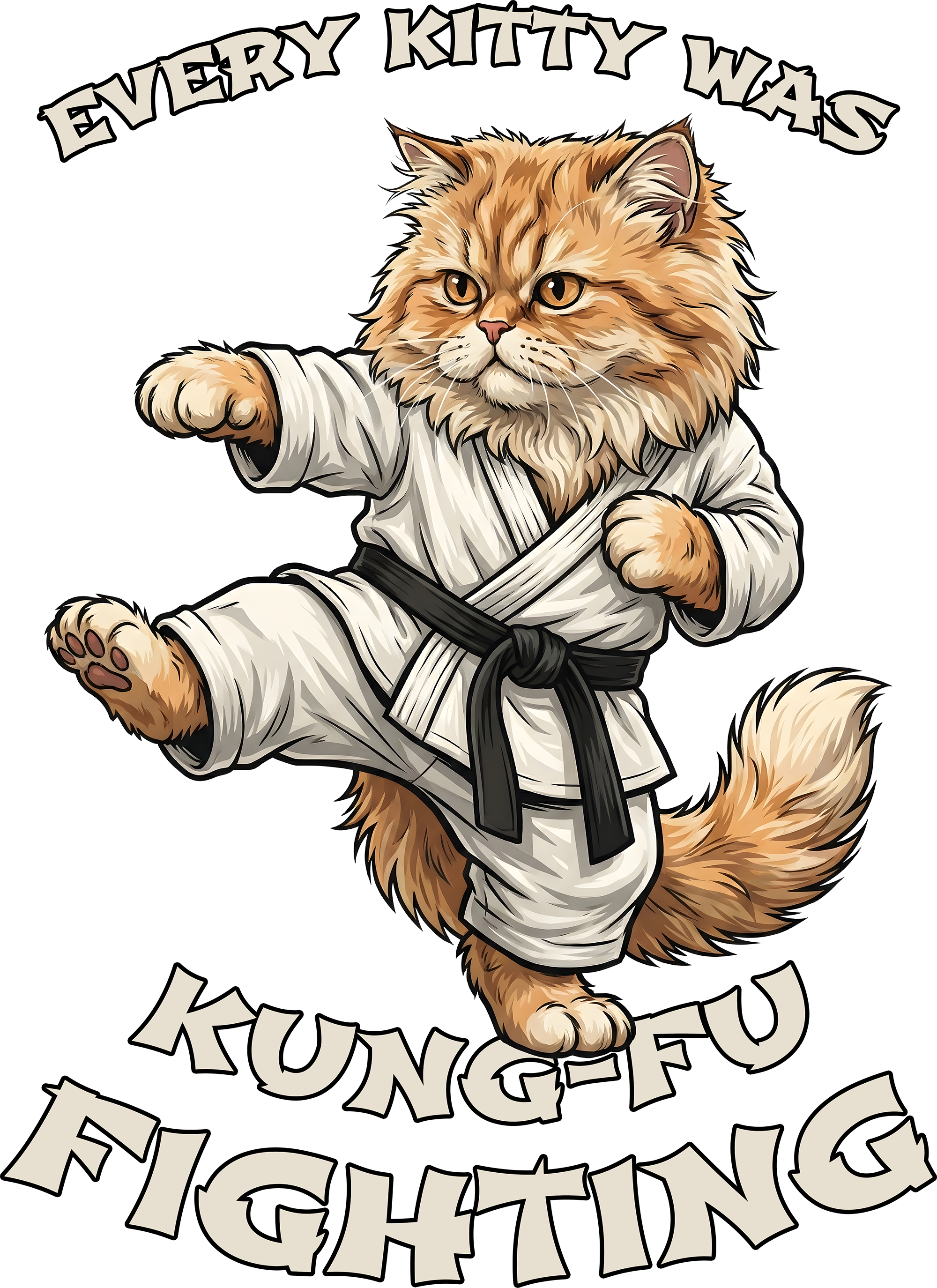 🥋 Every Kitty Was Kung Fu Fighting – Funny Cat DTF Transfer