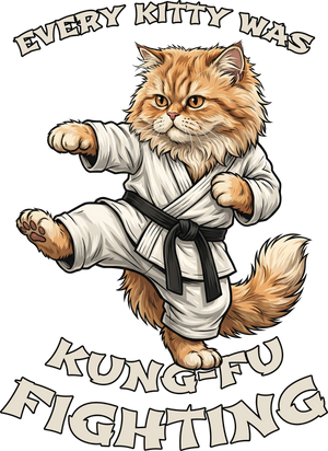 🥋 Every Kitty Was Kung Fu Fighting – Funny Cat DTF Transfer