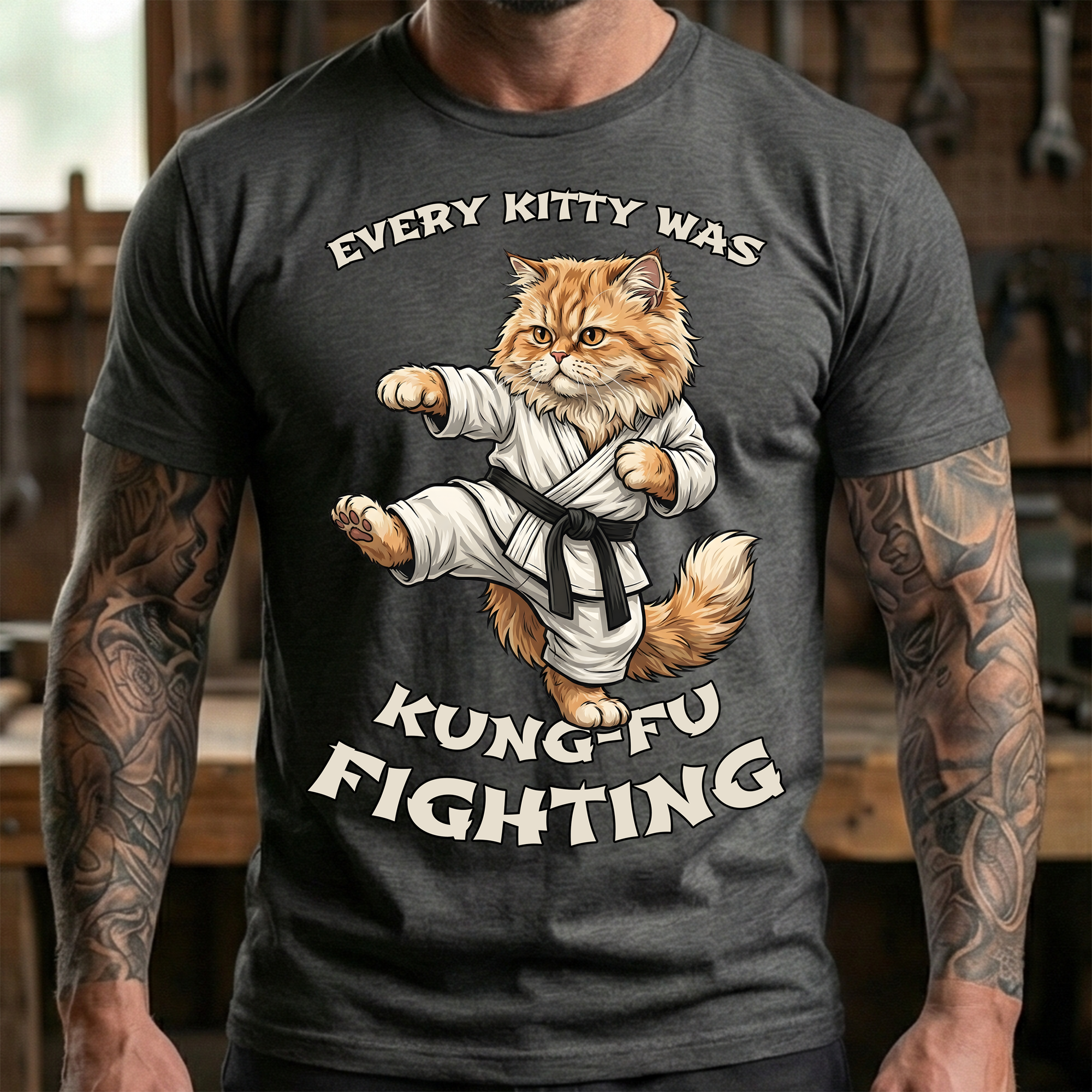 🥋 Every Kitty Was Kung Fu Fighting – Funny Cat DTF Transfer