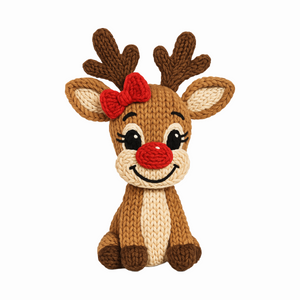 Festive Knit Girl Reindeer DTF Heat Transfer