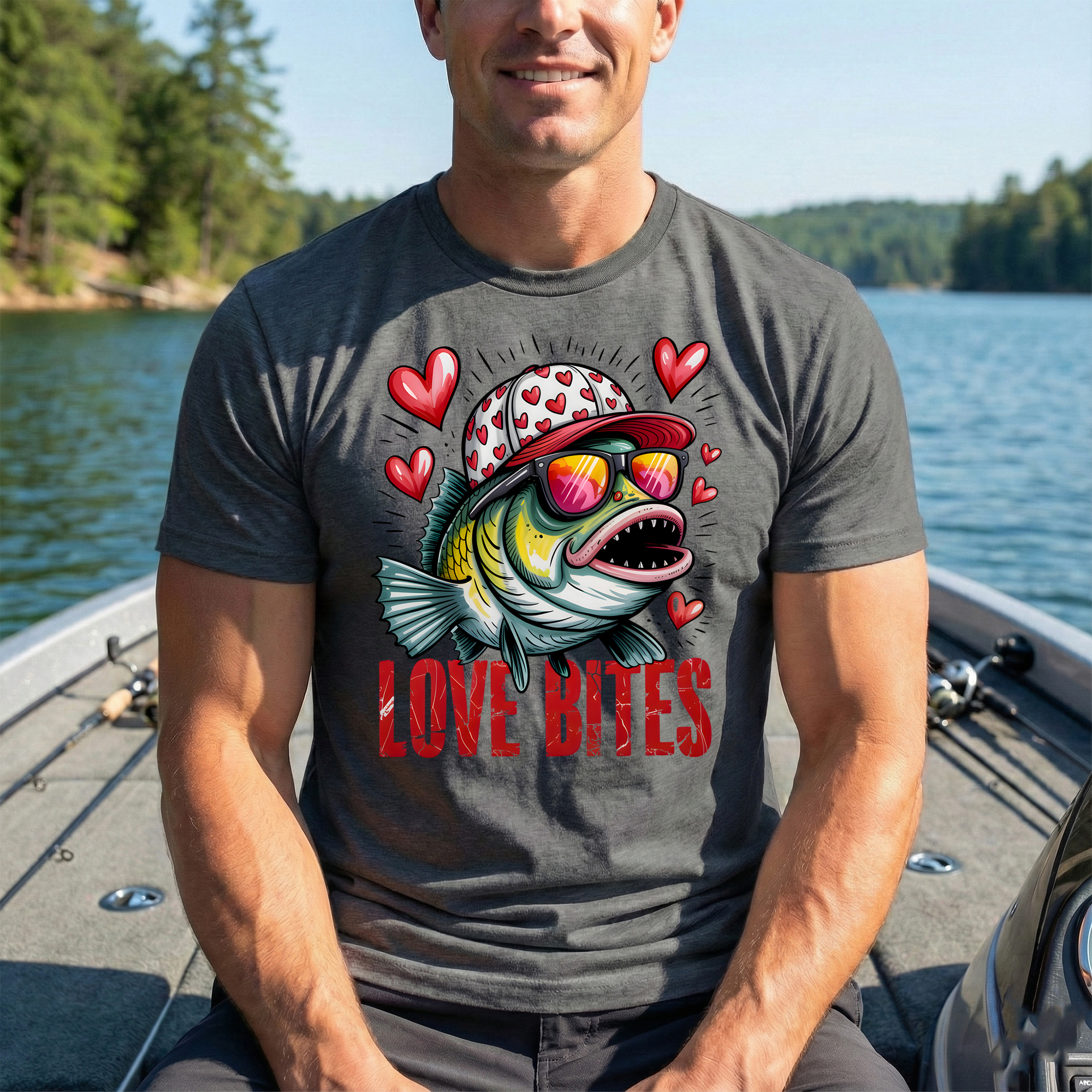 🎣 Love Bites Bass Fish DTF Transfer