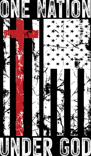 ️ Faith Freedom: "One Nation Under God" Distressed Flag & Cross – Pre