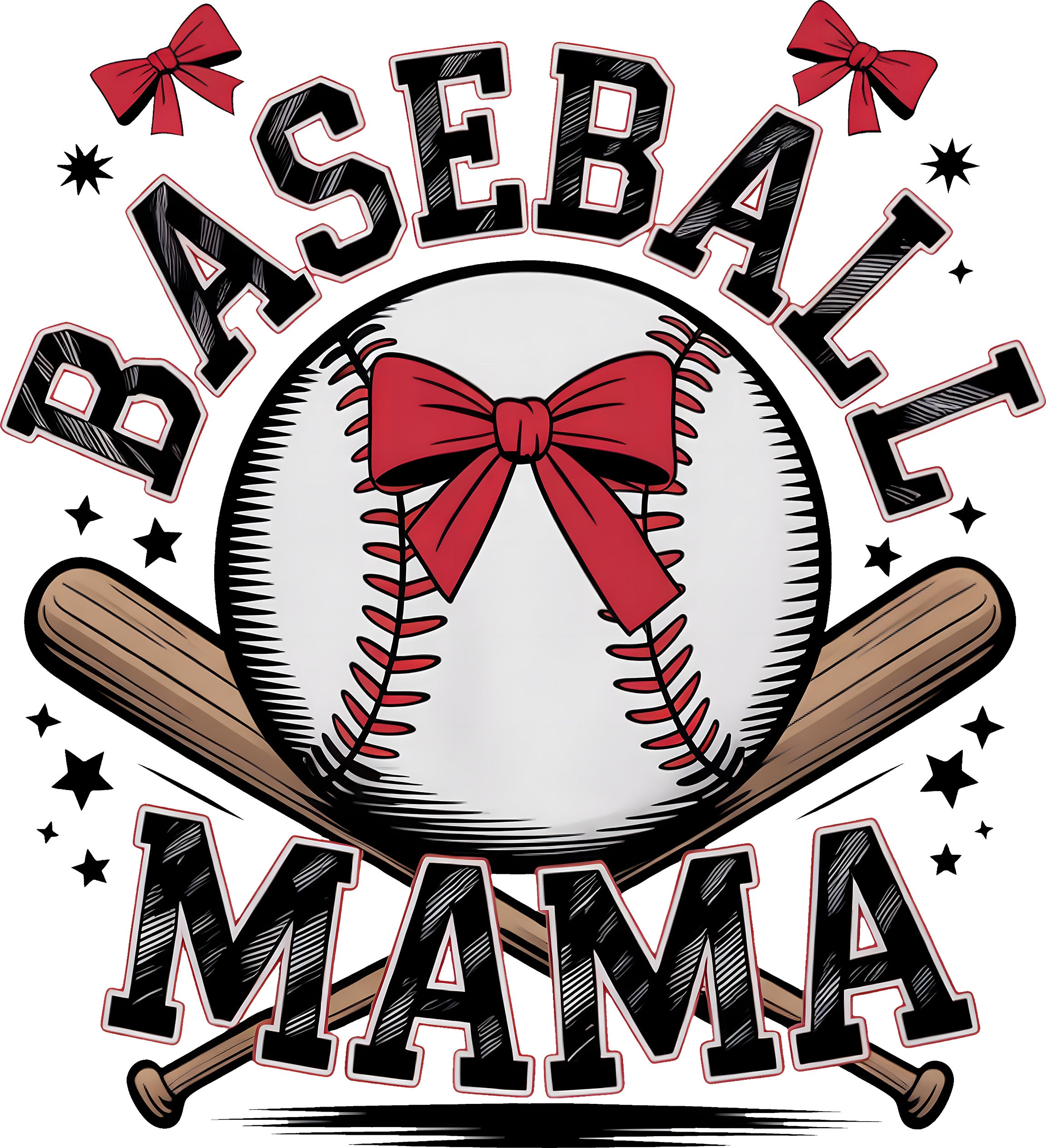⚾ Home Run Style: "Baseball Mama" Coquette Bow DTF Transfer